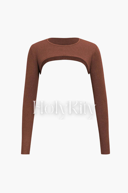 Super Cropped Long Sleeve Knit Top