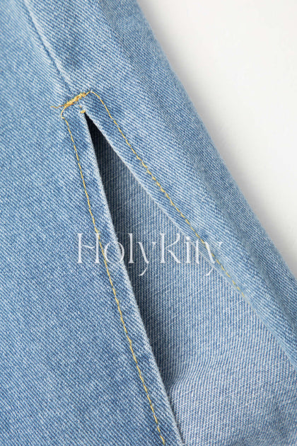 Denim Ripped Split Thigh Wide Leg Jeans – HolyKityGirl