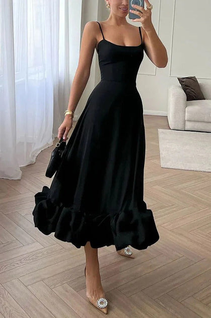 Midnight Girl Flounce Bustier Banquet Party Midi Dress – HolyKityGirl
