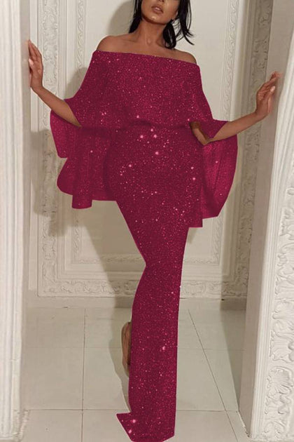 One-shoulder hip-wrapped slit evening dress – HolyKityGirl