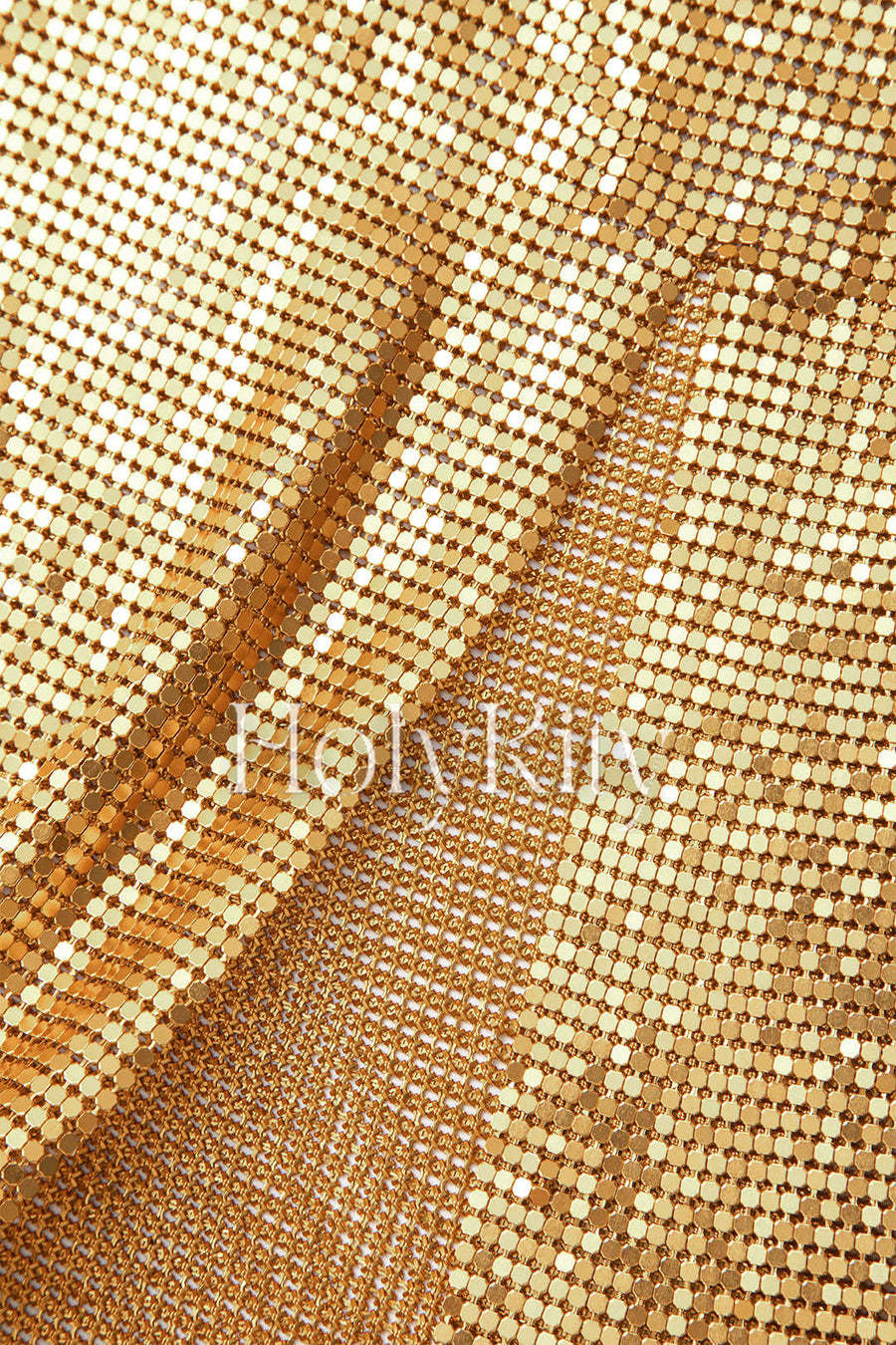 Metallic Chainmail Halter Backless Maxi Dress