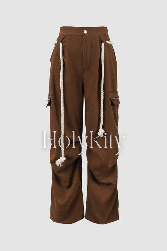 Baggy Rope Tie Cargo Pants