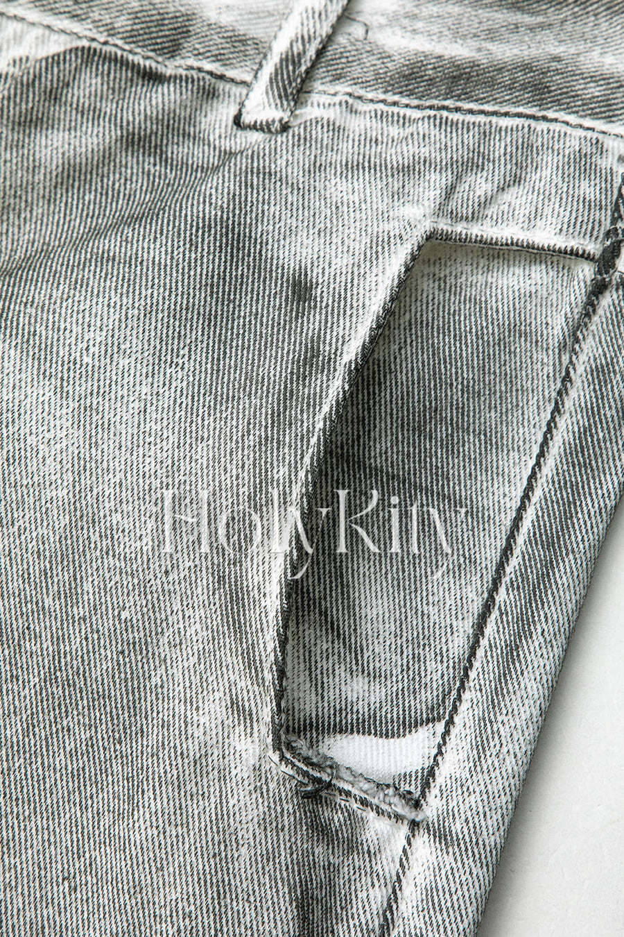 Distressed Frayed Hem Straight Leg Jeans